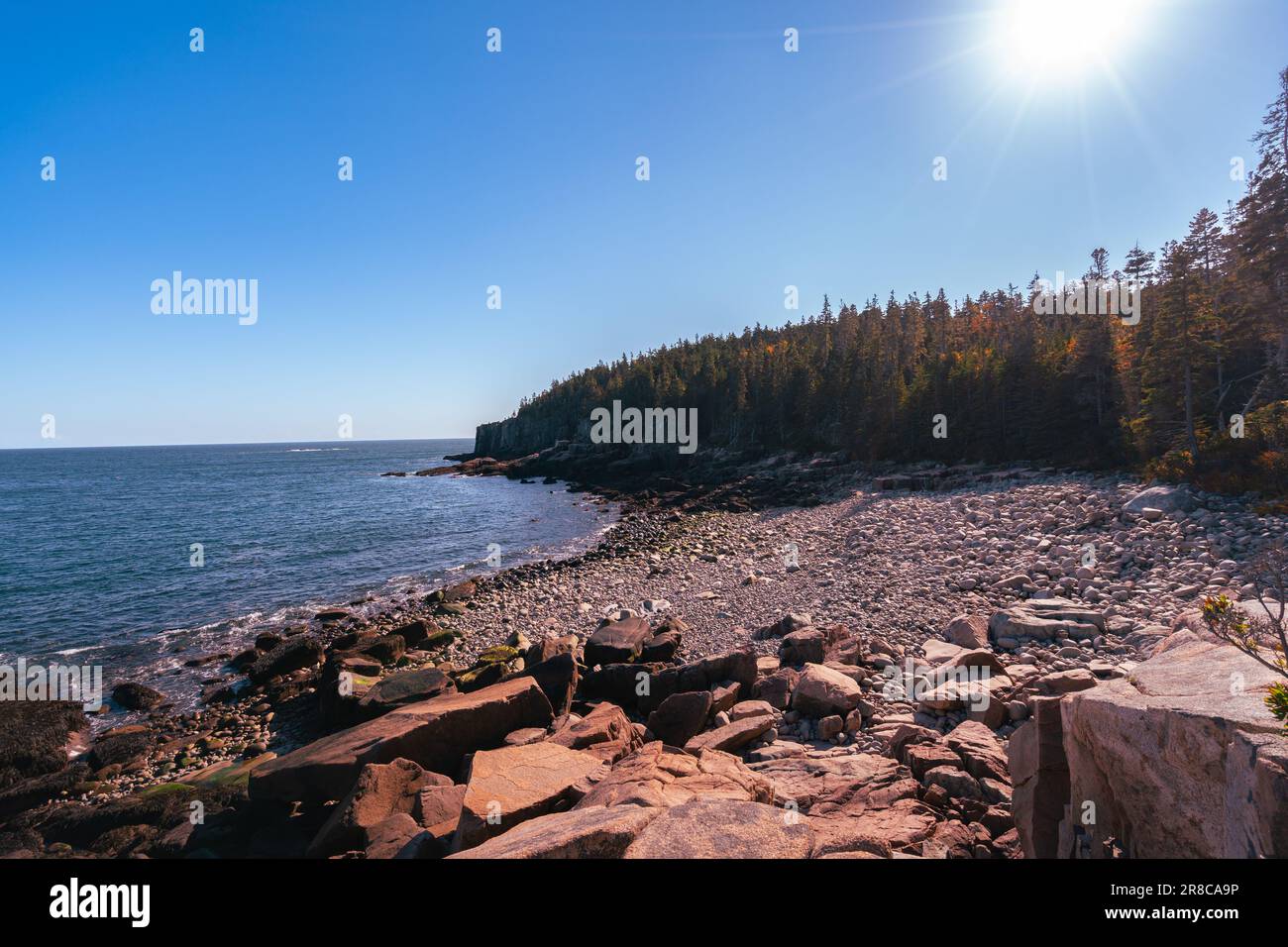 Acadia National Park Boulder Beach near Bar Harbor Maine Stock Photo ...