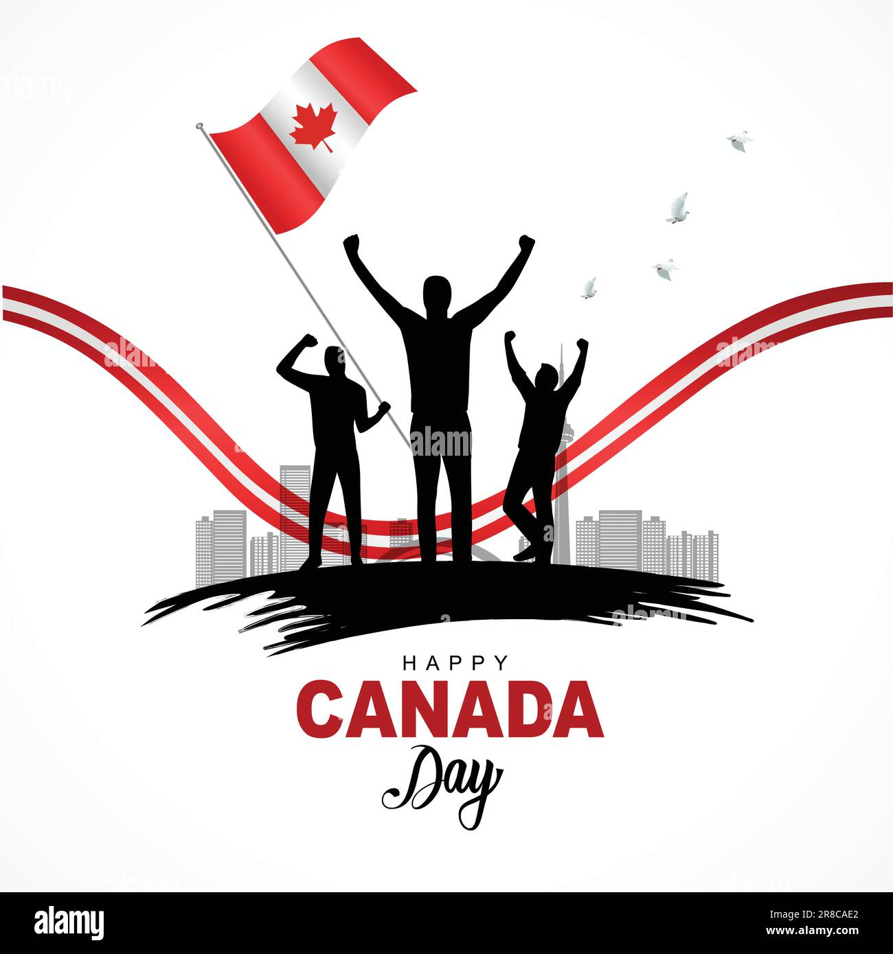 happy Canada day. flag with group of people. abstract vector ...