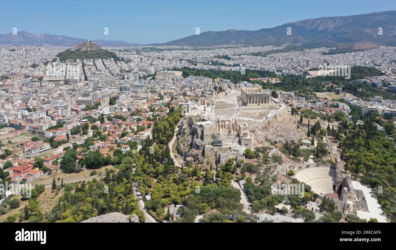 Beautiful aerial views of the Parthenon in Athens Greece Stock Photo ...