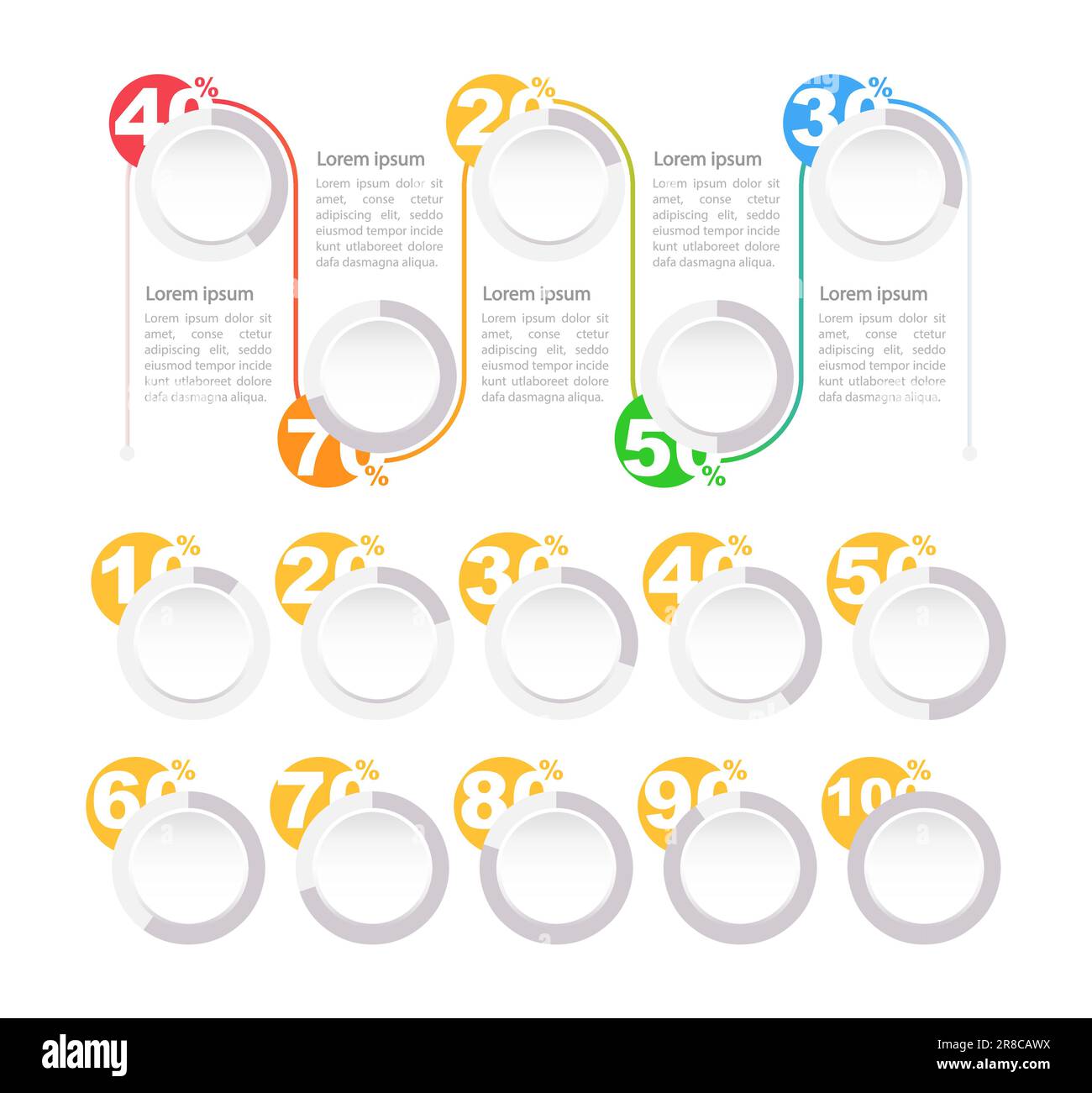 Circle percentages infographic chart design template set Stock Vector ...