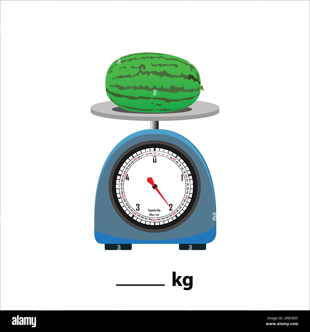 two Watermelon 3kg on a weighing scale, isolate on white background ...