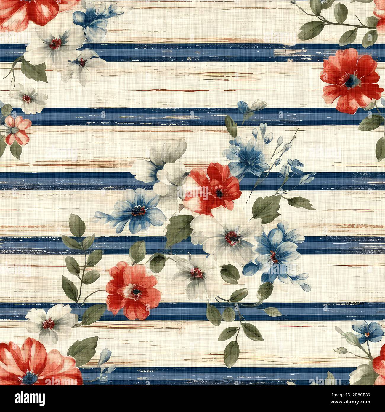 Rustic americana seamless pattern in traditional red, white and blue ...