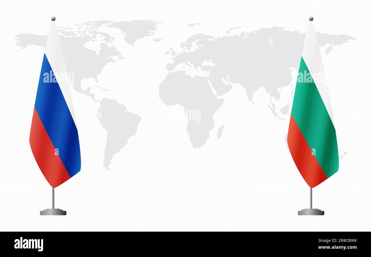 Russia and Bulgaria flags for official meeting against background of ...