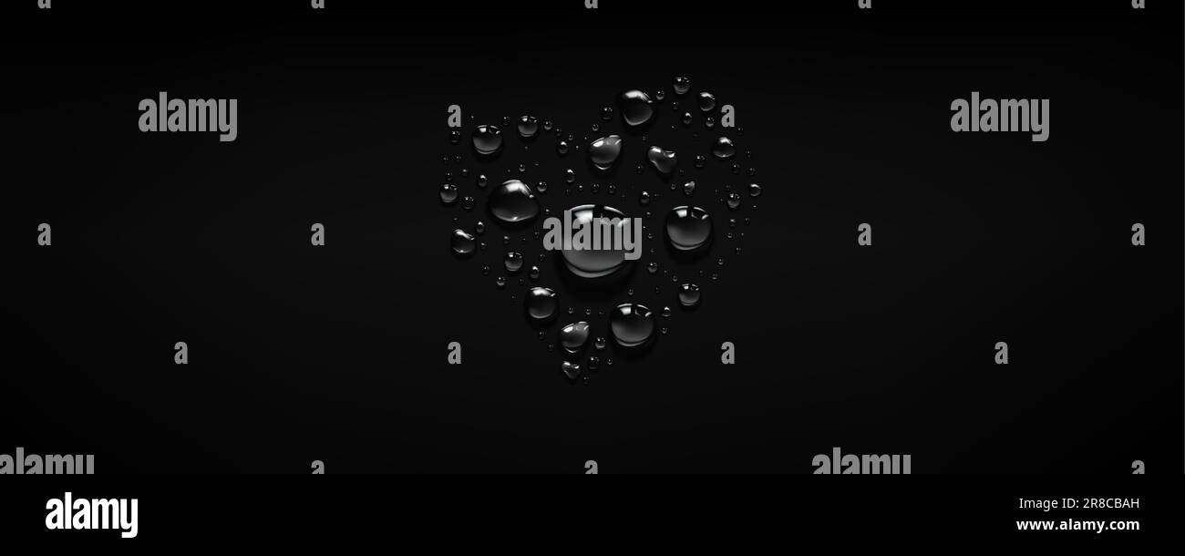 Heart rain water drop bubble vector background. Glass surface with ...