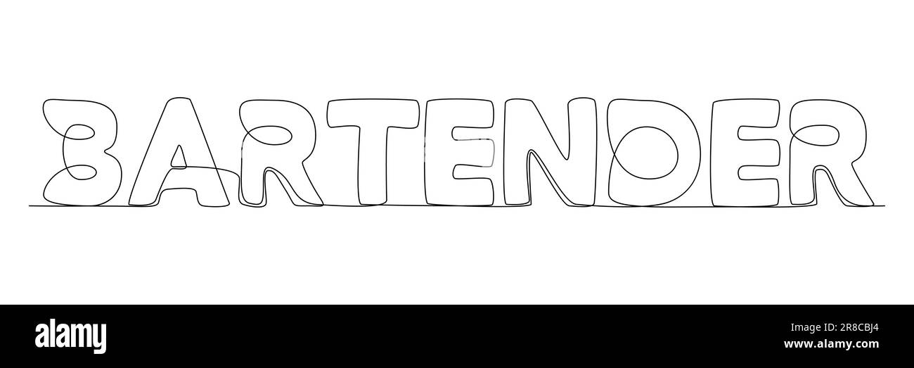 One continuous line of Bartender word. Thin Line Illustration vector ...