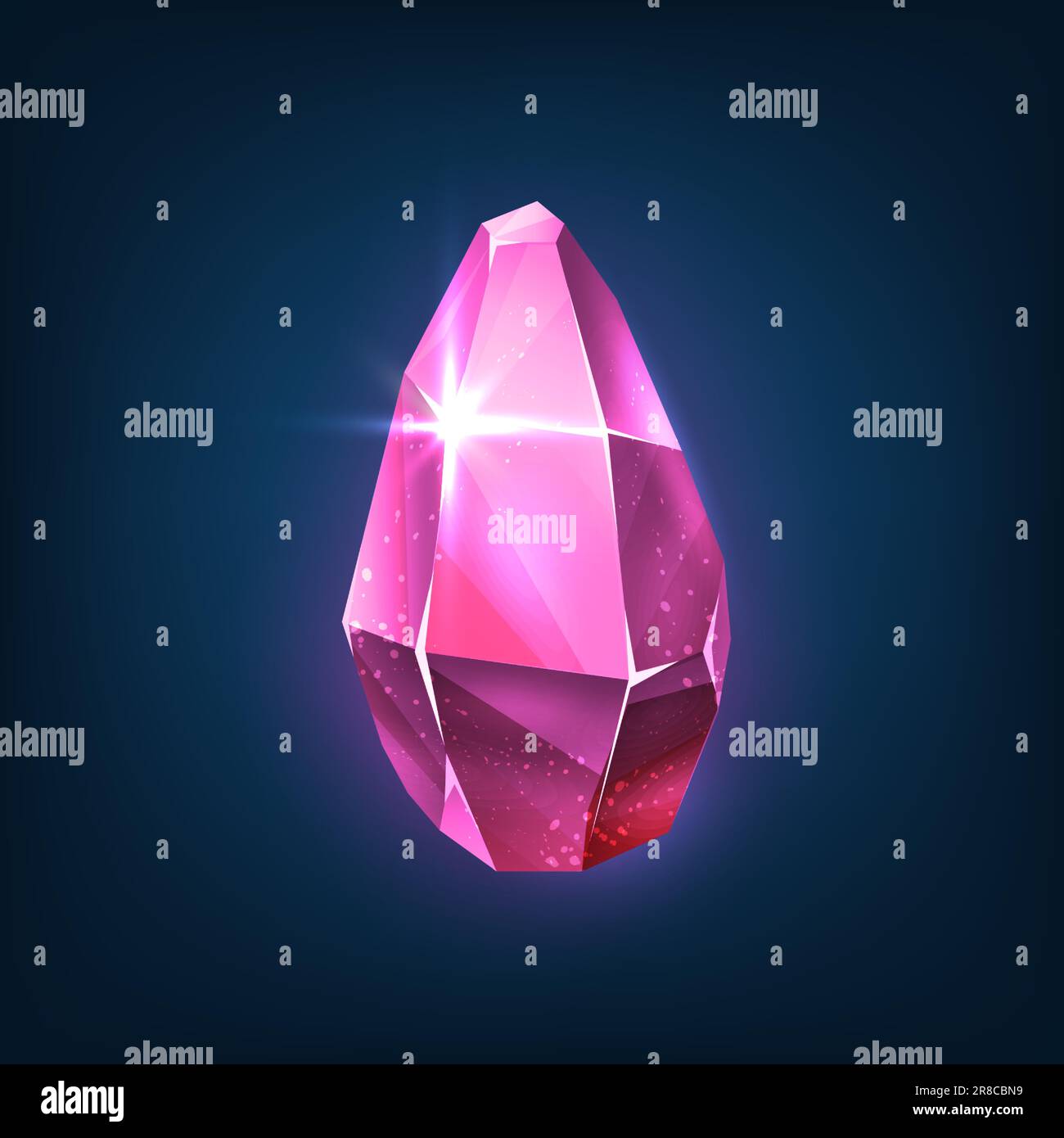 Vector icon illustration. Pink specious stone ruby, magic crystal Stock ...