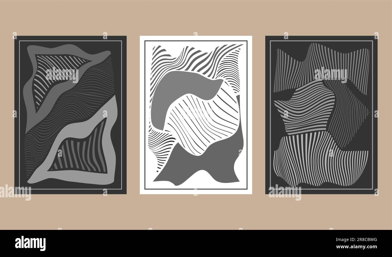 Composition of deformed geometric shapes for interior design of prints ...