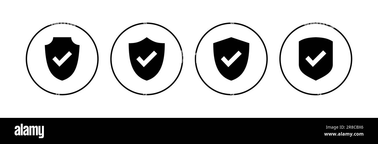 Shield check mark icon set. Protection approve sign. Safe icon vector Stock Vector Image & Art ...