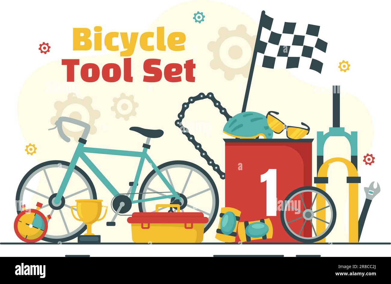 Cycling and Bicycle Tool Set Vector Illustration of a Mechanic ...