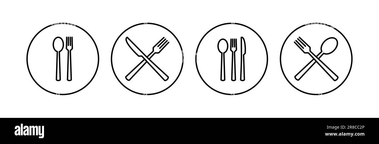 spoon and fork icon set. spoon, fork and knife icon vector. restaurant ...