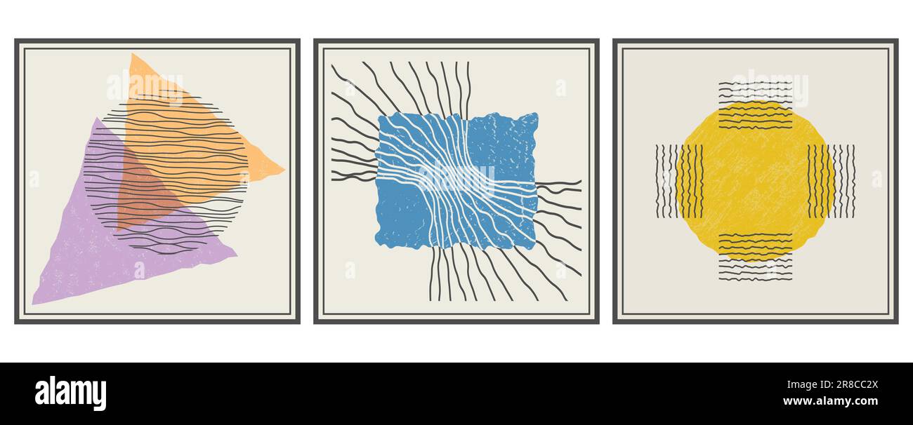 A set of posters or paintings in a minimalist style. The composition of ...