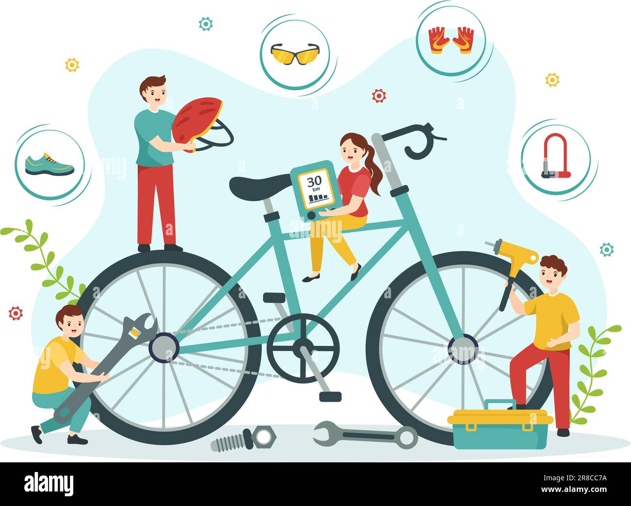Cycling and Bicycle Tool Set Vector Illustration of a Mechanic ...
