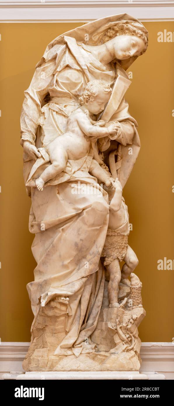 NAPLES, ITALY - APRIL 21, 2023: The baroque marble statue of Madonna ...