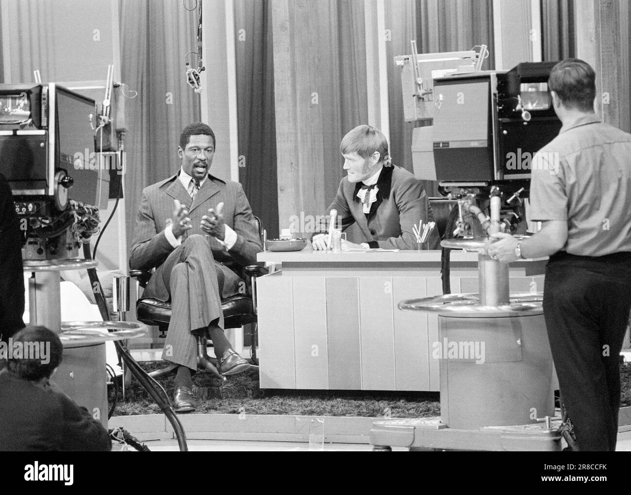 Boston Celtics player-coach Bill Russell, left, appears on the Joey ...