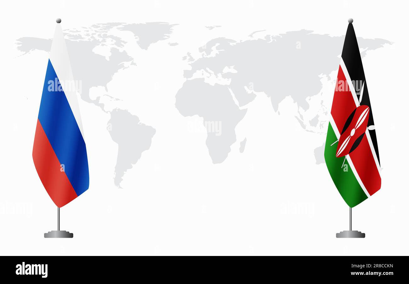 Russia and Kenya flags for official meeting against background of world ...