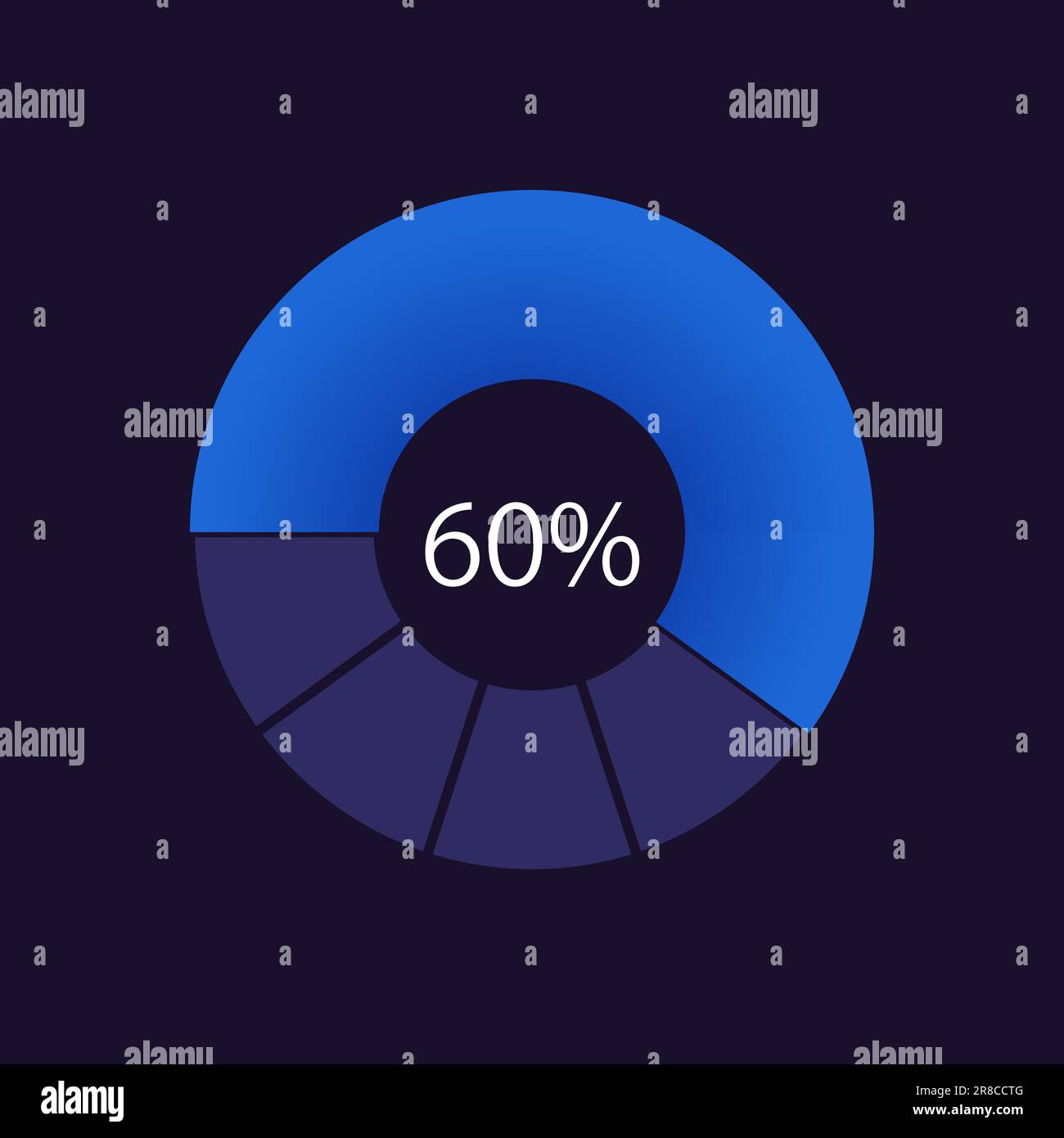 Doughnut Infographic Chart Design Template For Dark Theme Stock Vector