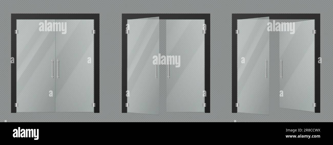 Store glass door entrance and window vector mockup. Isolated 3d double ...