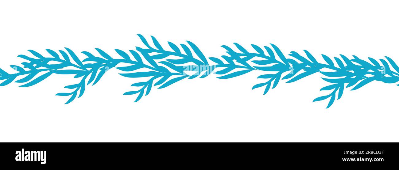 Leaves decorative, algae horizontal border seamless pattern Stock ...