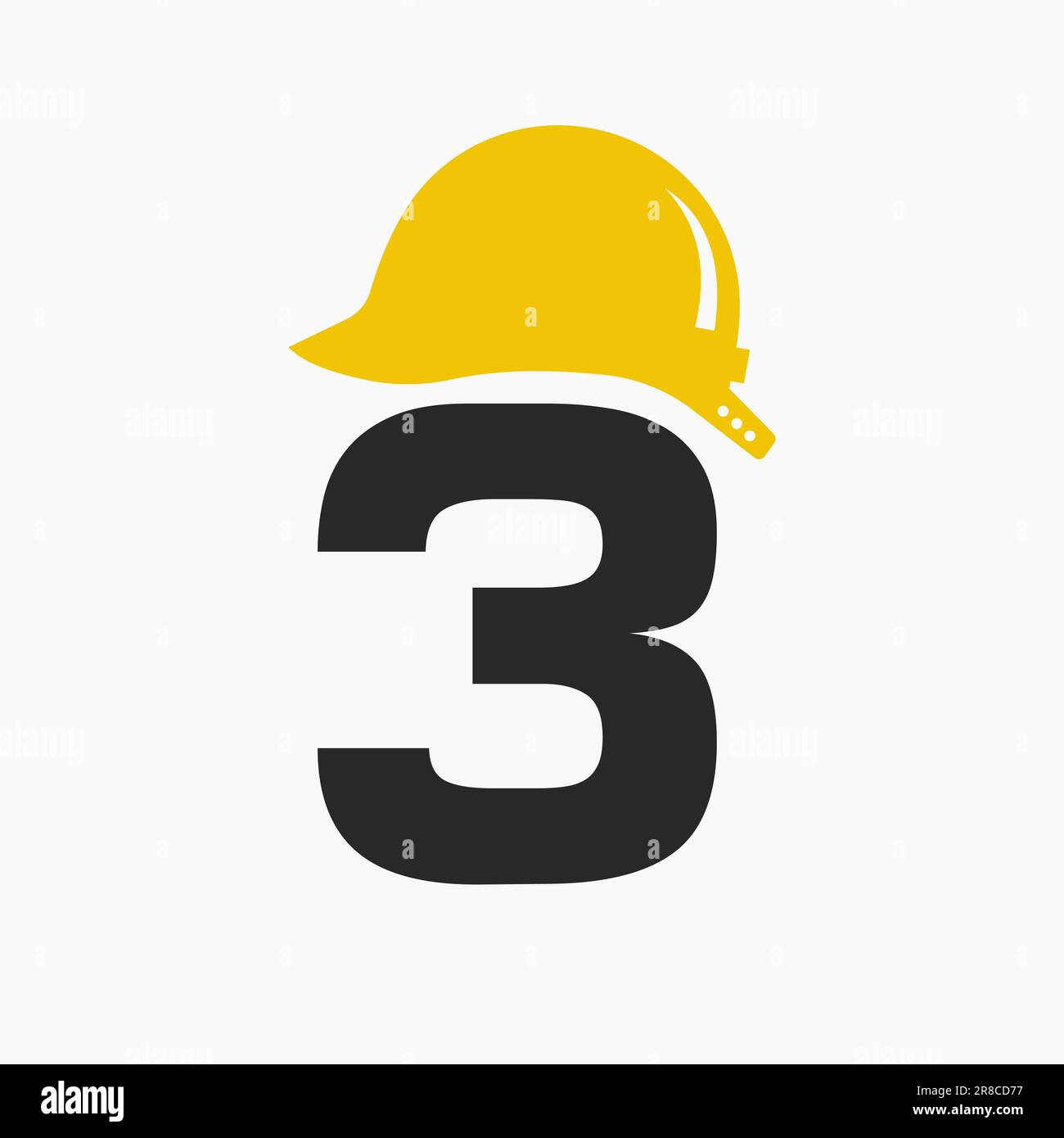 Letter 3 Helmet Construction Logo Concept With Safety Helmet Icon ...