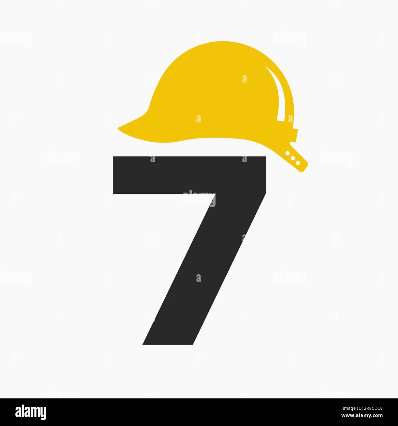 Letter 7 Helmet Construction Logo Concept With Safety Helmet Icon ...