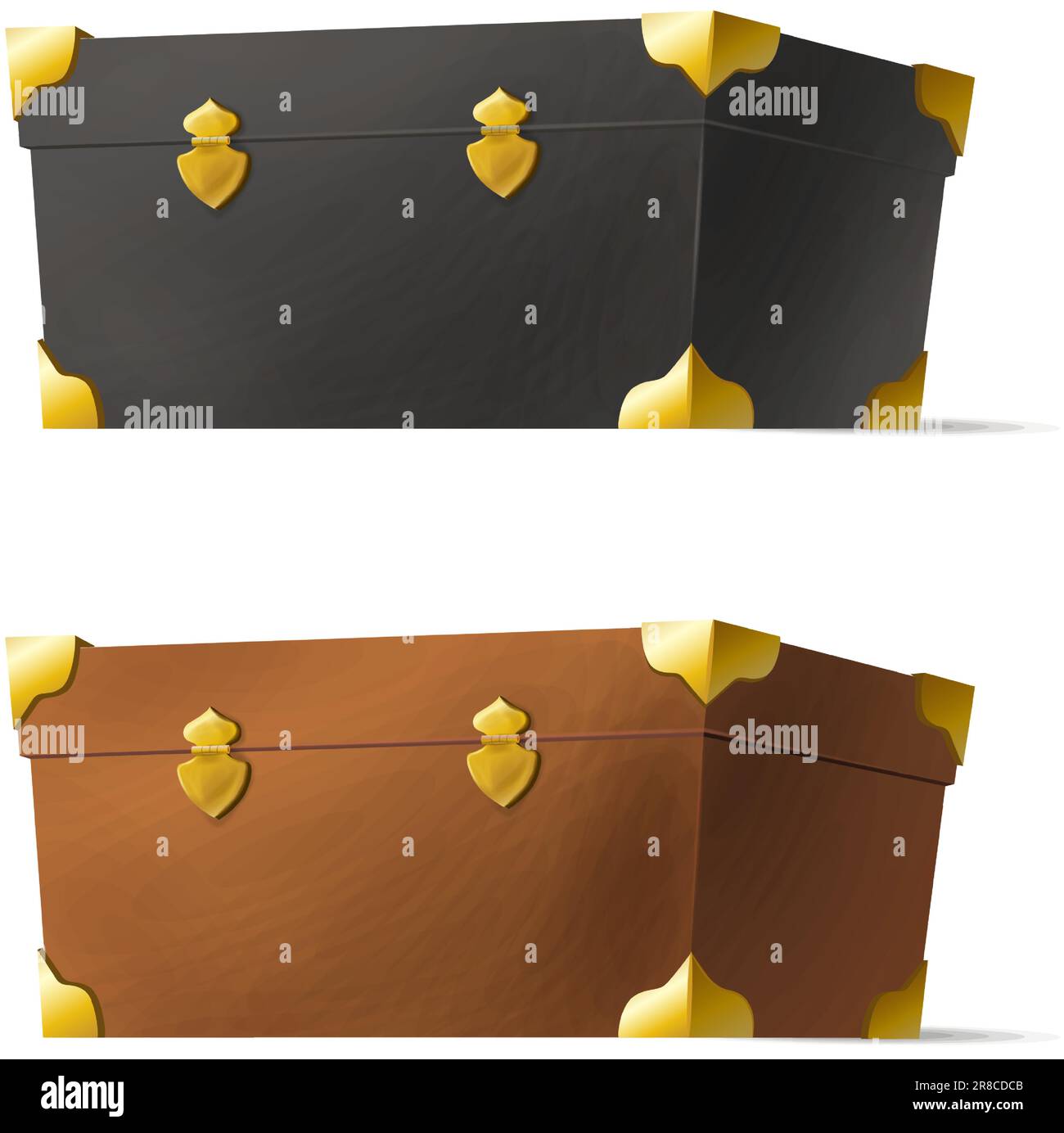 Cartoon style vector icon. Black box closed and brown. Isolated on ...