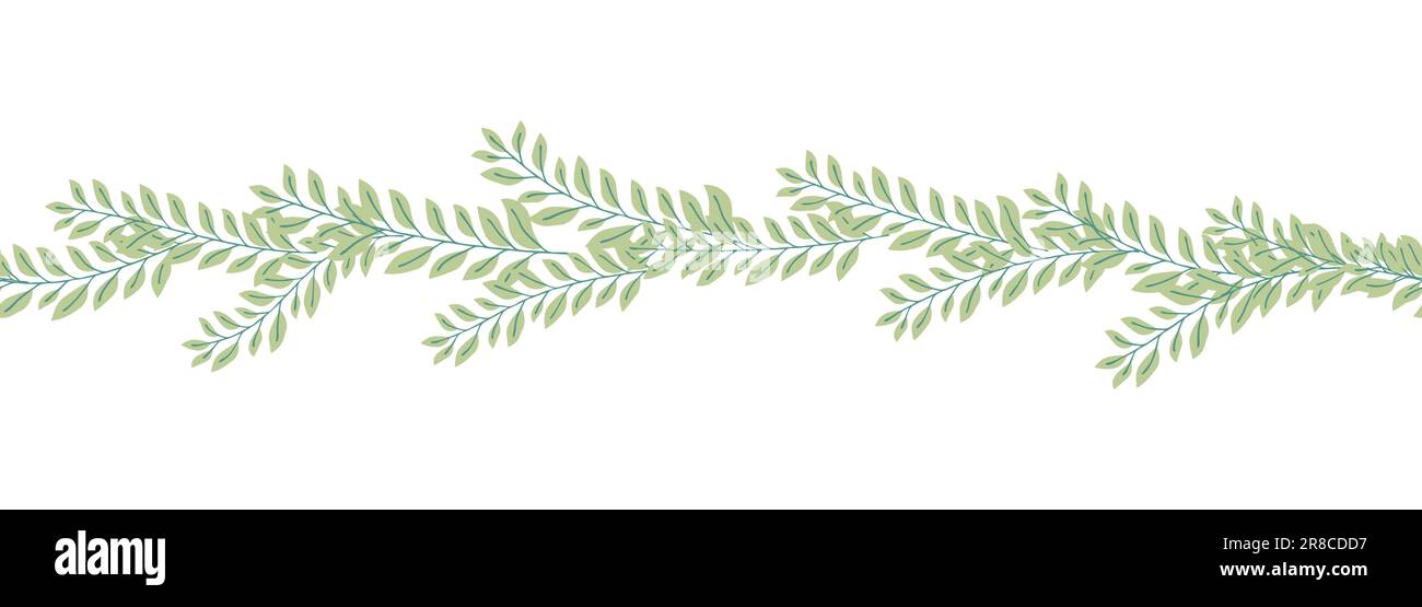 Leaves decorative, algae horizontal border seamless pattern Stock ...