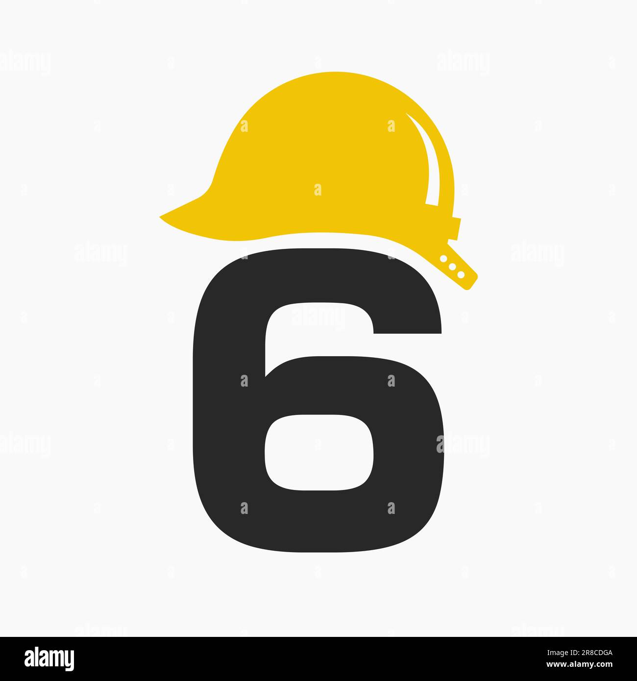 Letter 6 Helmet Construction Logo Concept With Safety Helmet Icon ...