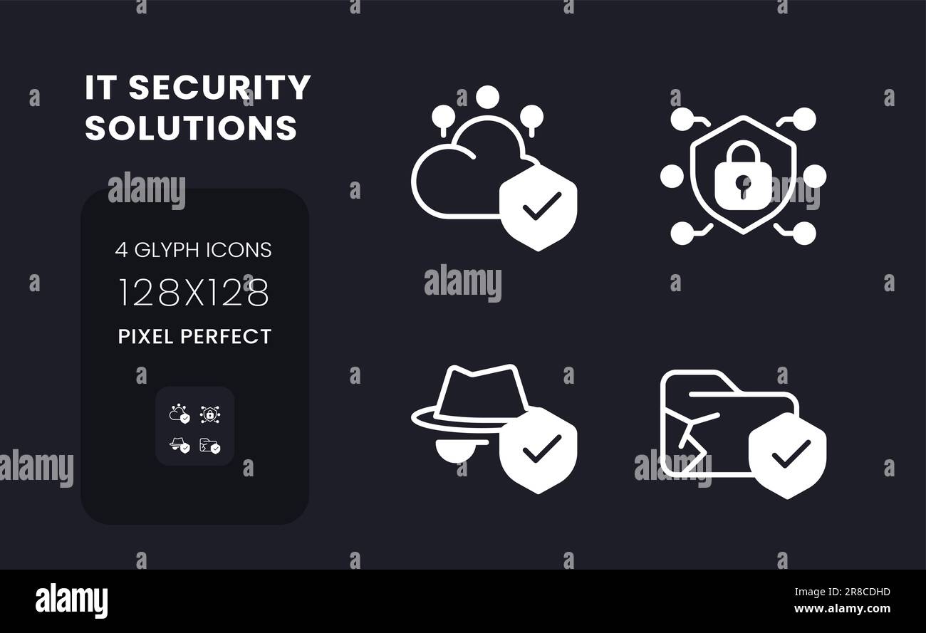 Data security solutions white solid desktop icons set Stock Vector Image & Art - Alamy