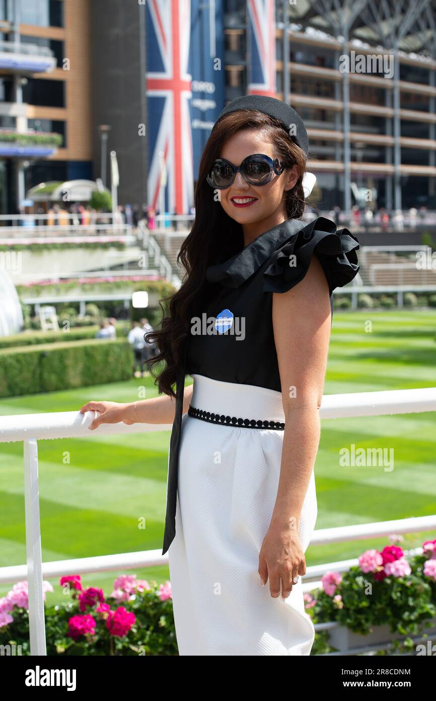 Ascot, Berkshire, UK. 20th June, 2023. Milliner Jennifer Wrynne from ...