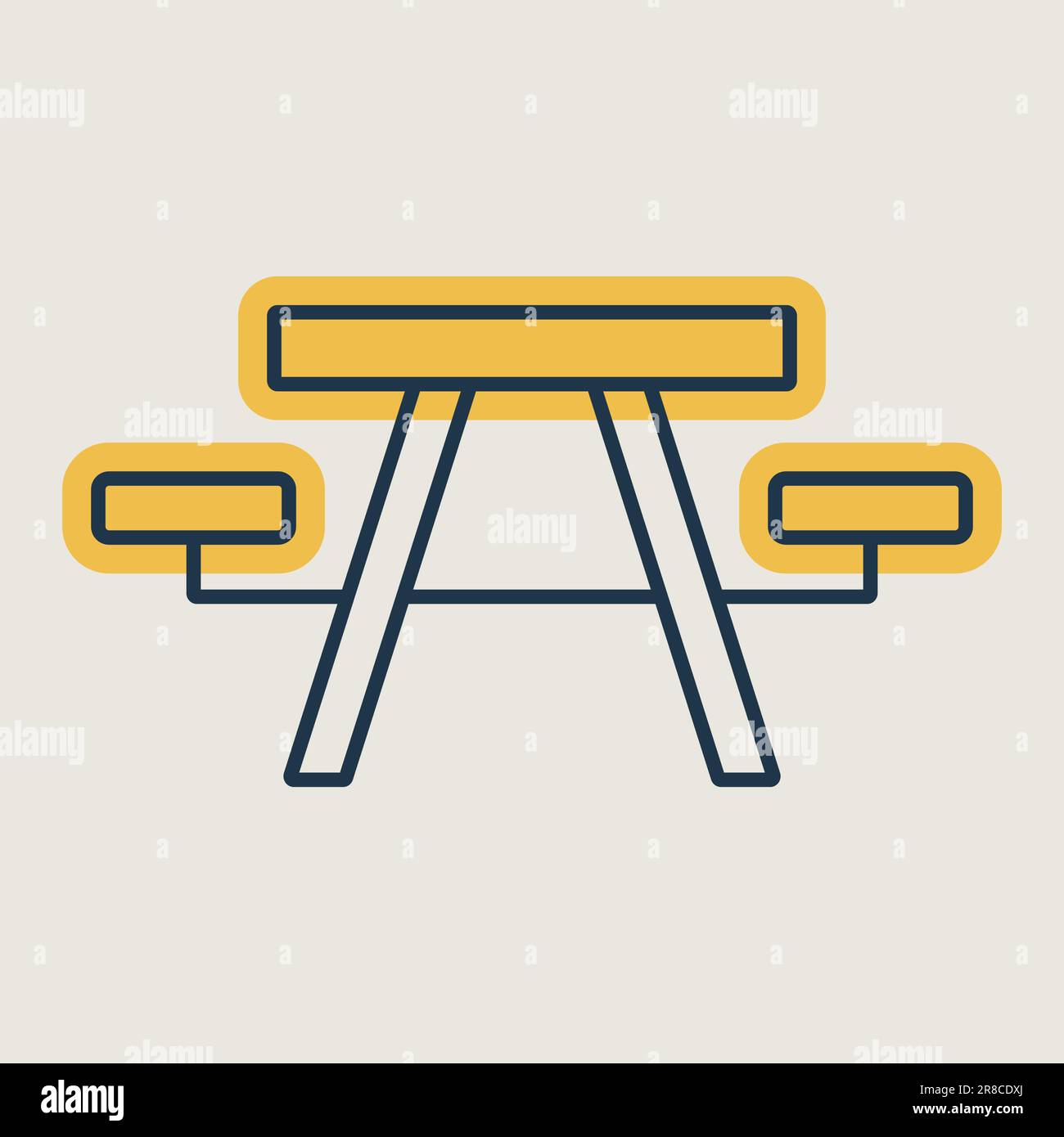 Camping table wooden park bench vector icon. Graph symbol for travel ...