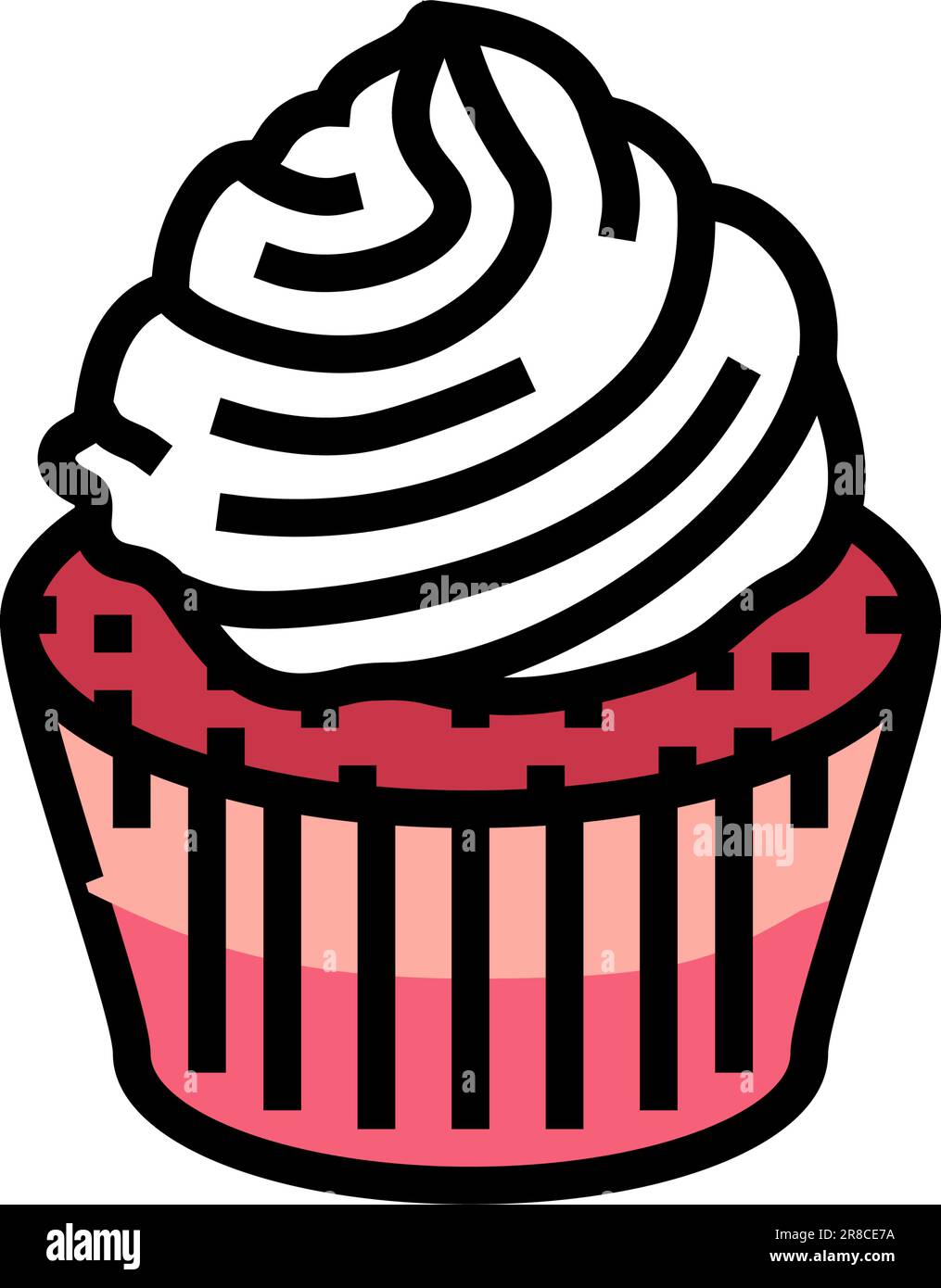 red velvet cupcake sweet food color icon vector illustration Stock ...