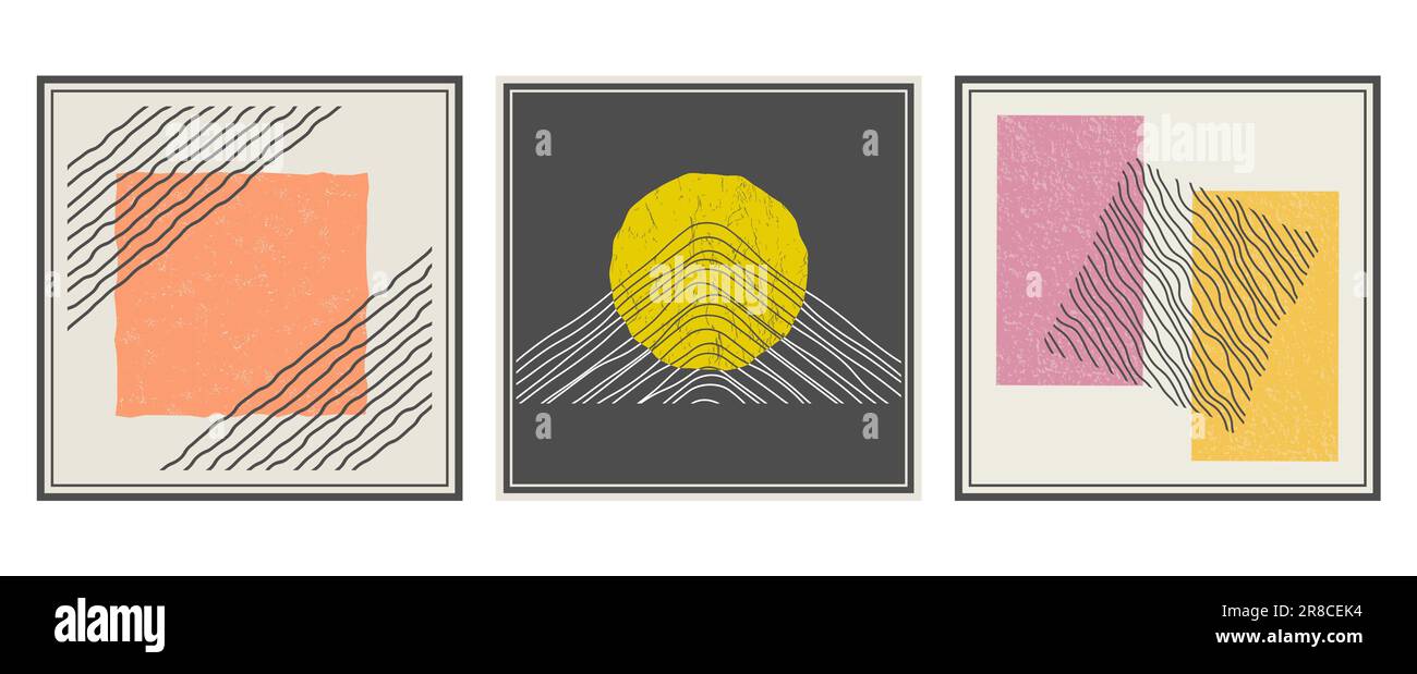 Abstract composition of distorted geometric shapes. A collection of ...