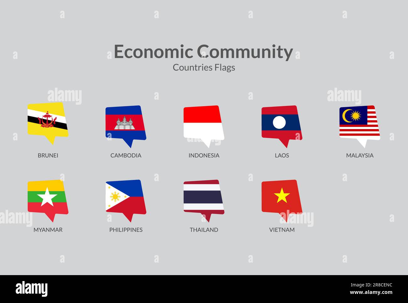 Economic Community countries flag icons collection Stock Photo - Alamy