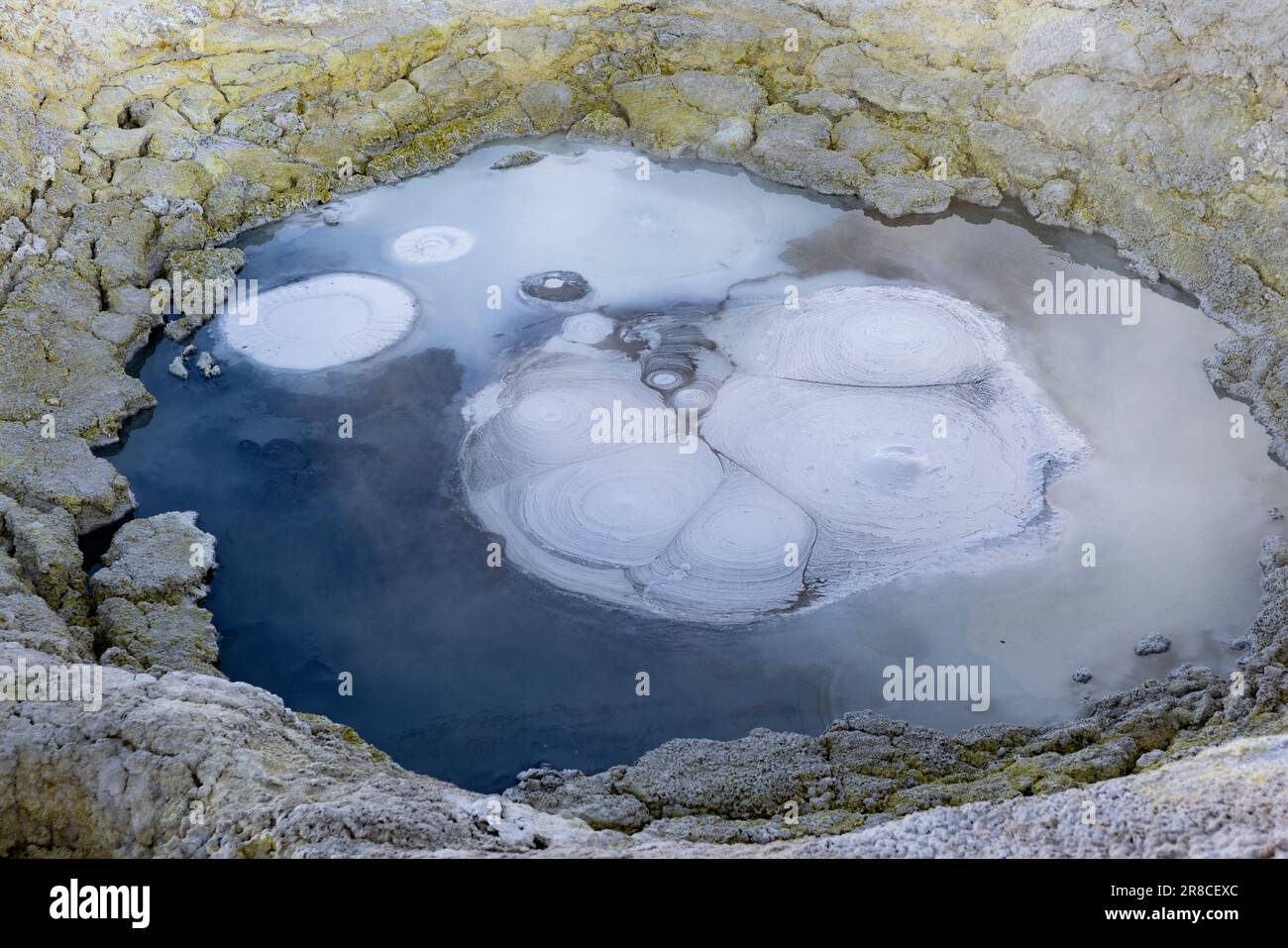 Stunning geothermic field of Sol de Mañana with its steaming geysers ...