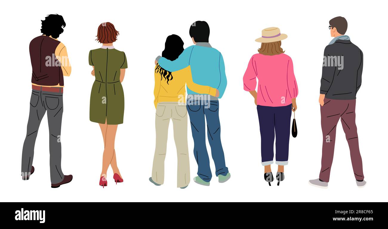 Set of different people standing rear view Stock Vector Image & Art - Alamy