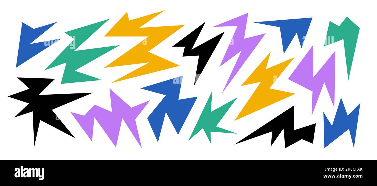 Colorful sharp irregular shapes set. Abstract geometric edgy elements ...