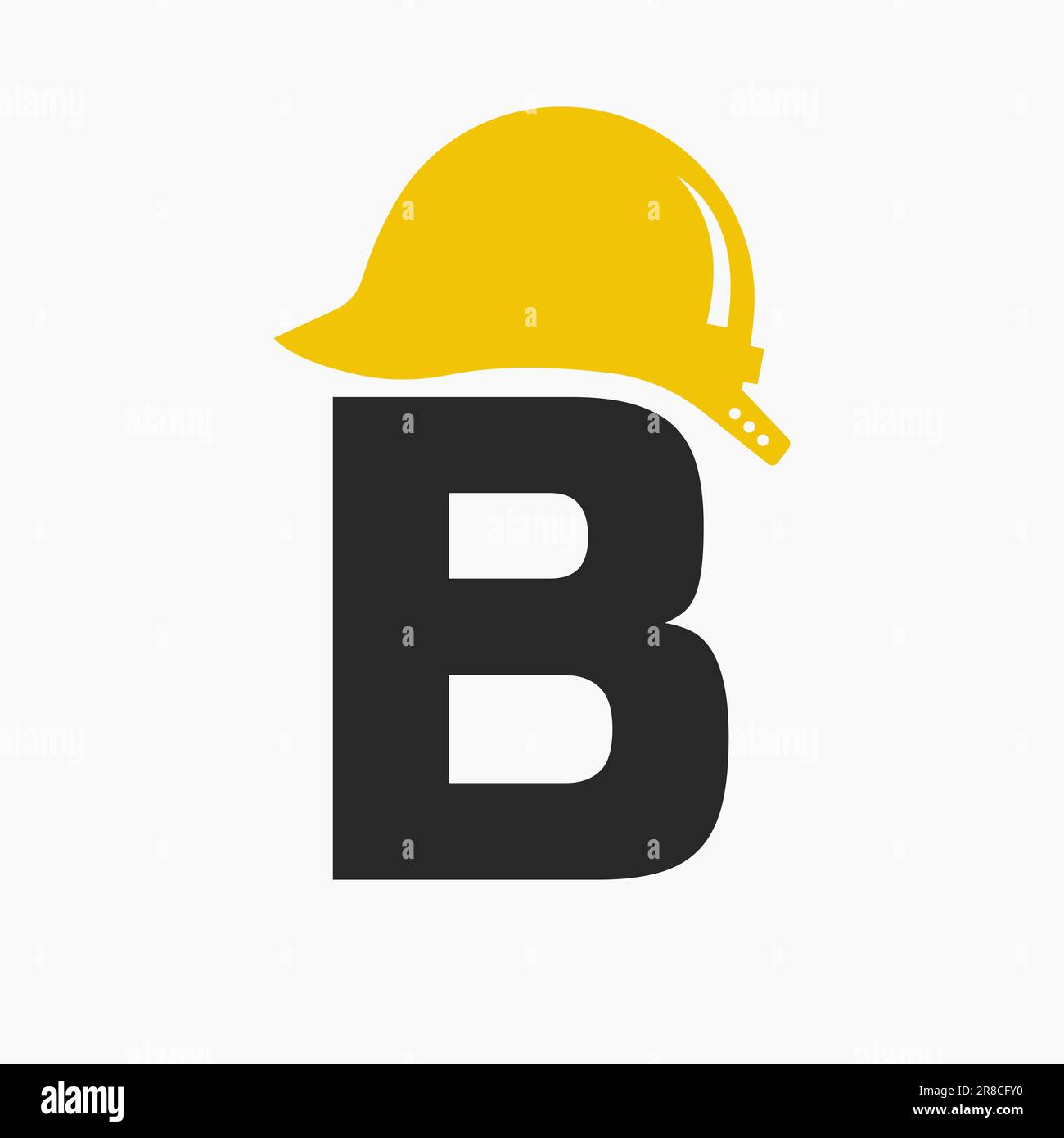 Letter B Helmet Construction Logo Concept With Safety Helmet Icon ...