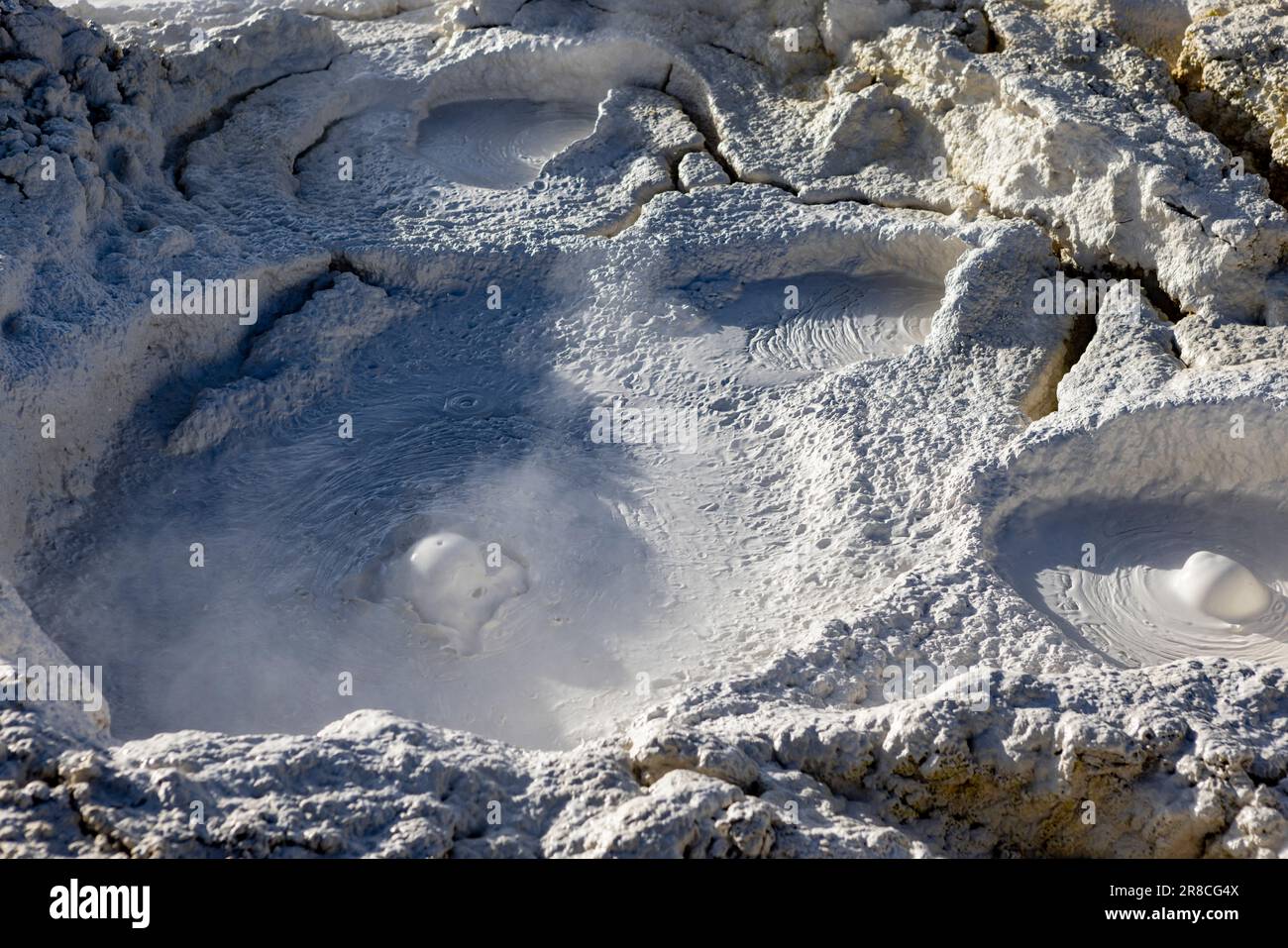 Stunning geothermic field of Sol de Mañana with its steaming geysers ...