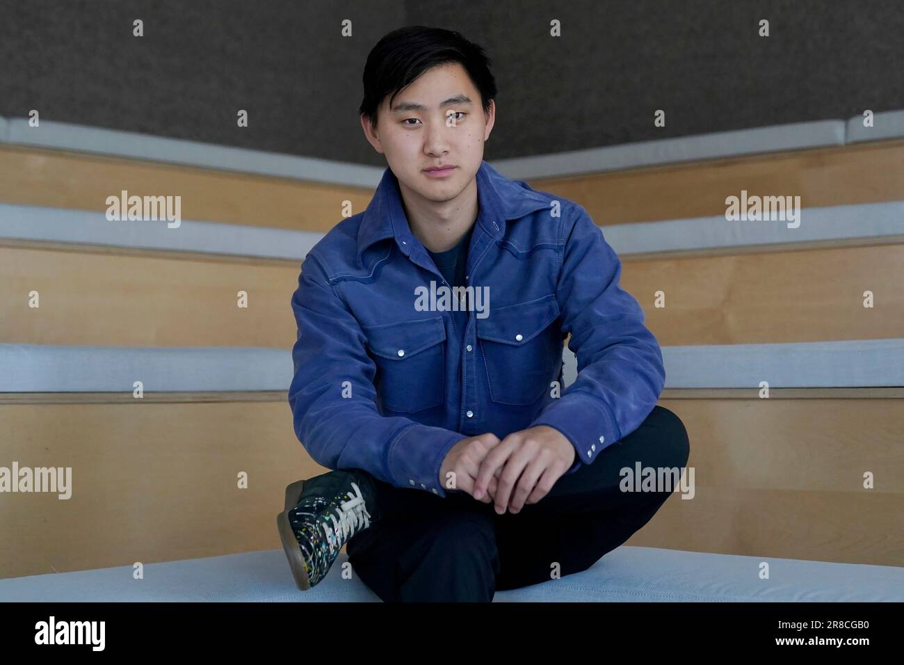 Scale AI founder and CEO Alexandr Wang poses for photos at the company ...