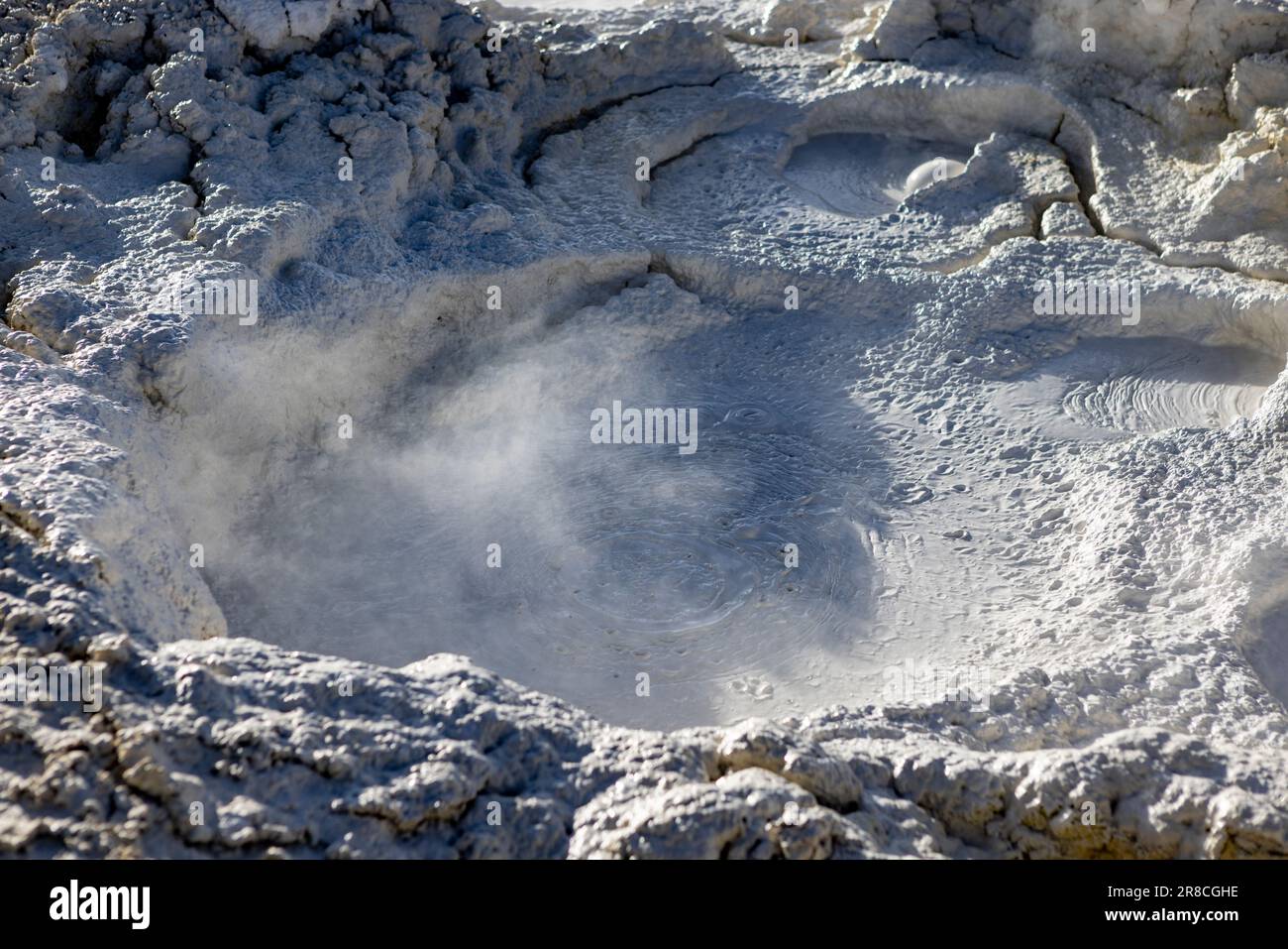 Stunning geothermic field of Sol de Mañana with its steaming geysers ...