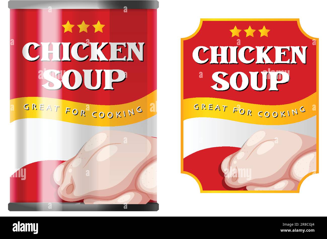 Chicken Soup in Food Can with Label Isolated illustration Stock Vector ...