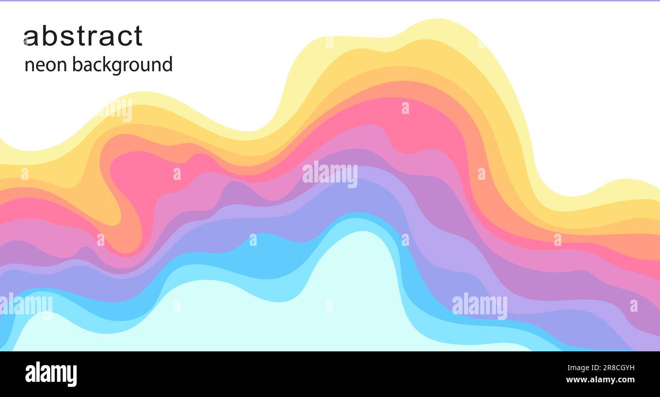 Abstract neon background. Vector template in a paper cut style ...