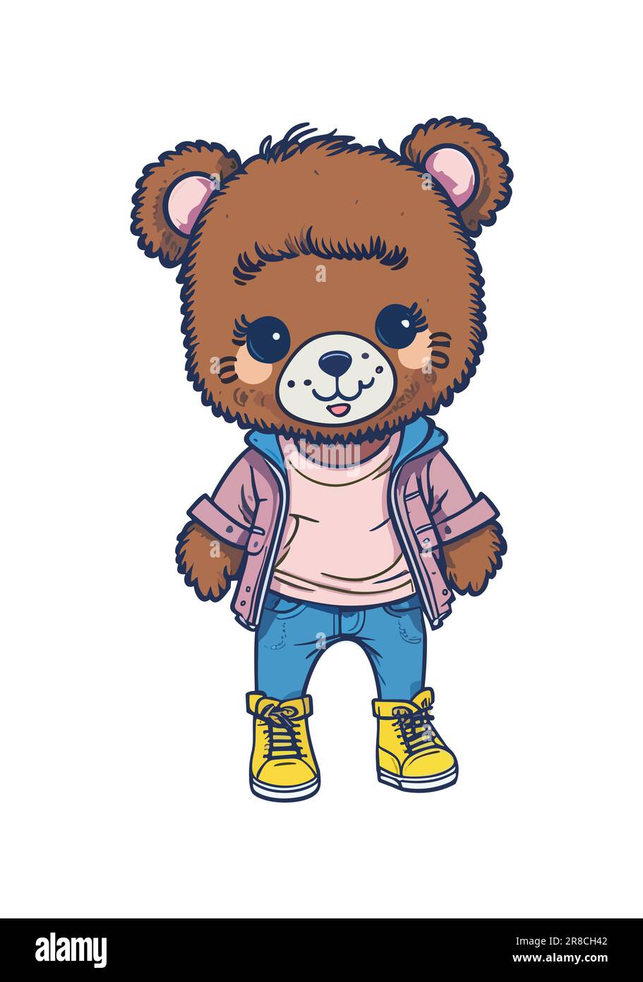 Cute Teddy bear toy cartoon isolated on white Stock Vector Image & Art ...