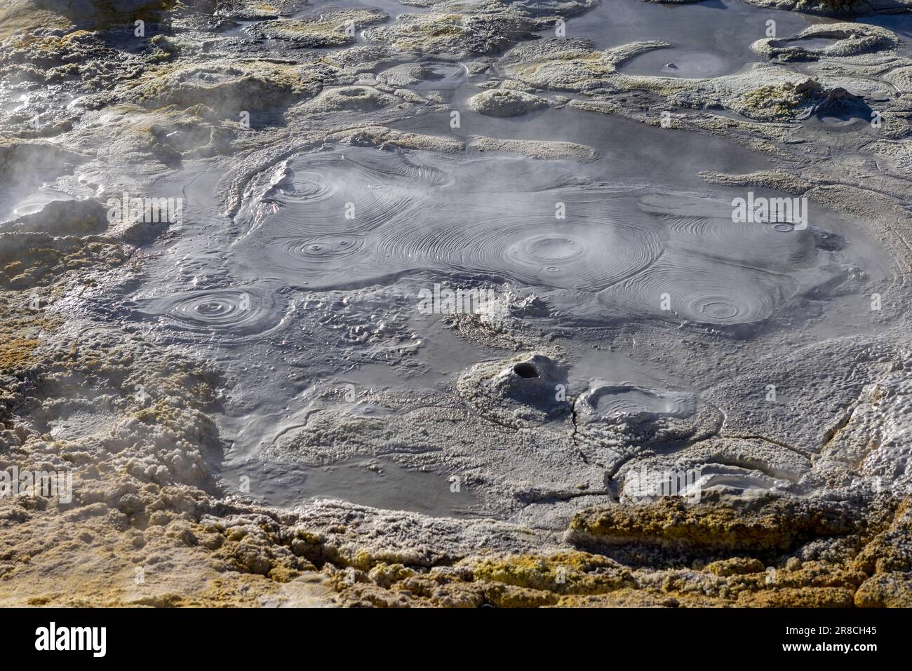 Stunning geothermic field of Sol de Mañana with its steaming geysers ...