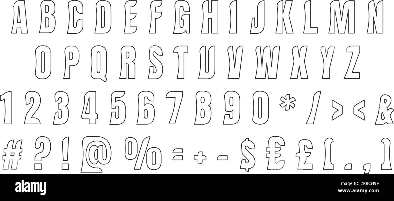 Black linear bold alphabet set Stock Vector Image & Art - Alamy