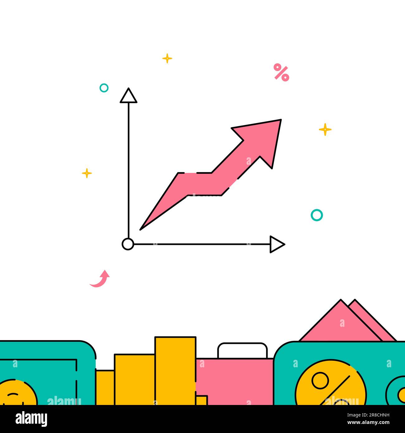 Graph up chart arrow filled line vector icon, simple illustration ...