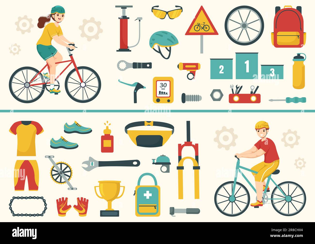 Cycling and Bicycle Tool Set Vector Illustration of a Mechanic ...