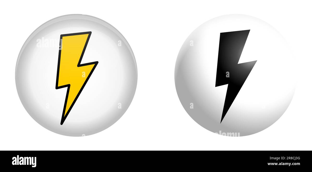 Yellow and black flash symbol in white sphere or 3d circle Stock Vector ...