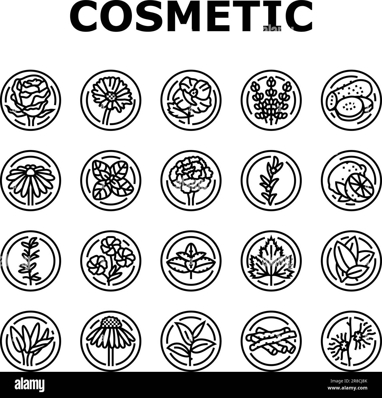 plant natural cosmetic green icons set vector Stock Vector Image & Art ...