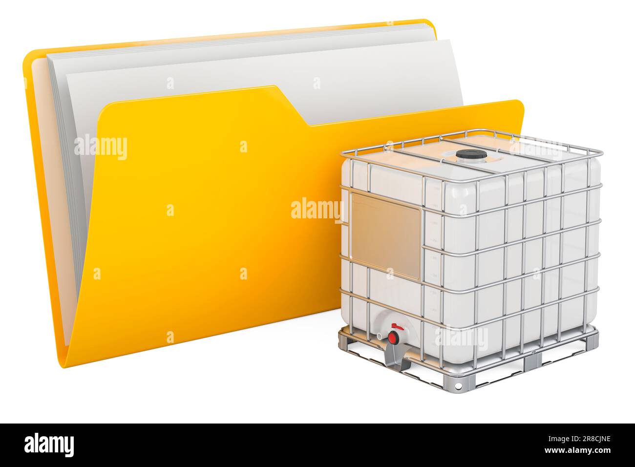 Computer folder icon with intermediate bulk, 3D rendering isolated on ...